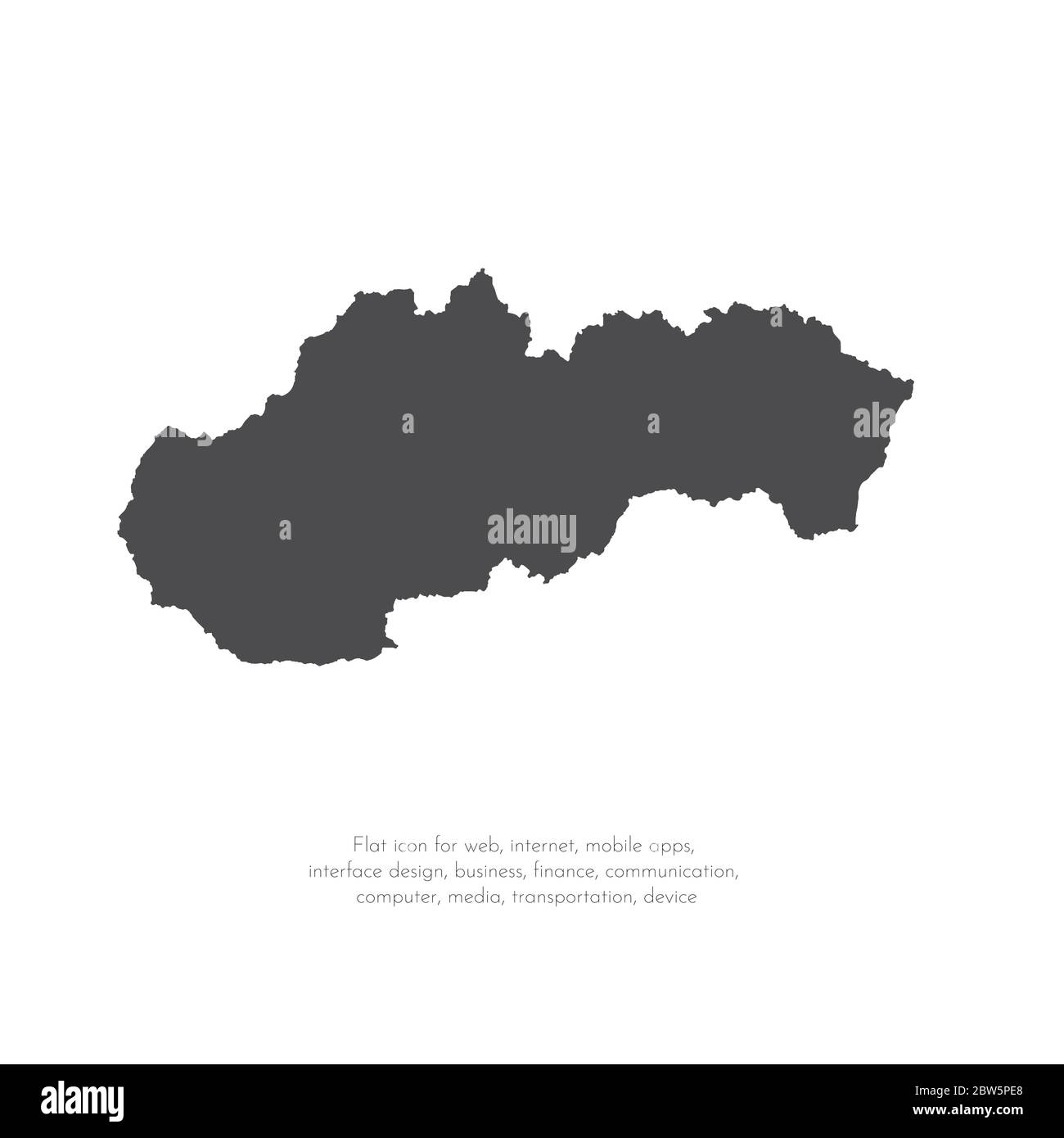 Vector map Slovakia. Isolated vector Illustration. Black on White ...