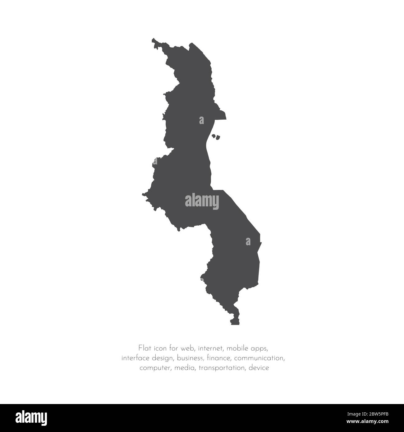 Vector map Malawi. Isolated vector Illustration. Black on White ...