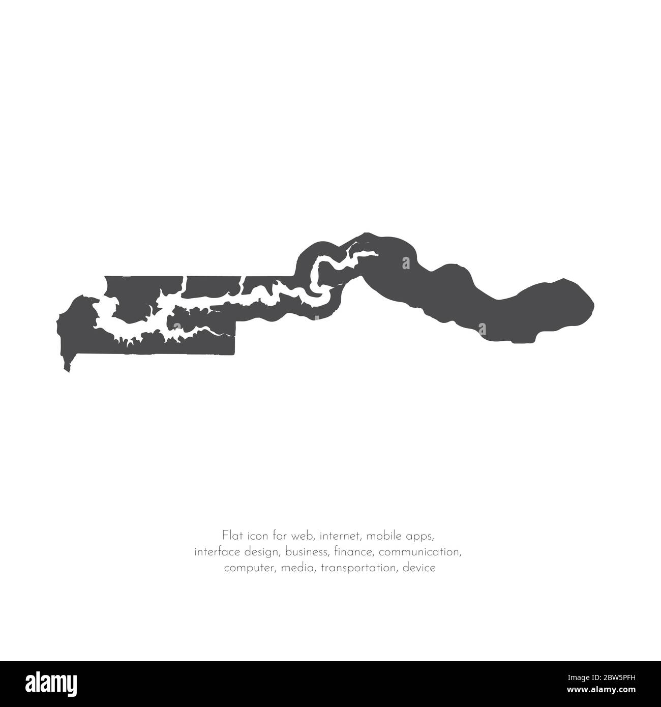 Vector map Gambia. Isolated vector Illustration. Black on White ...