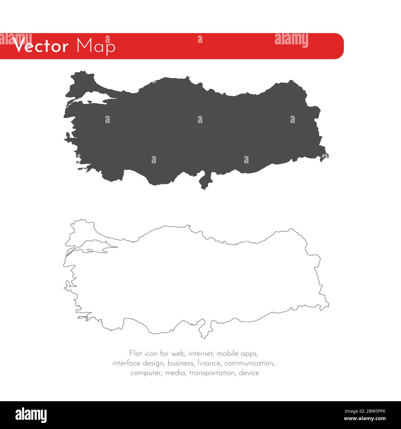 Vector map Turkey. Isolated vector Illustration. Black on White ...