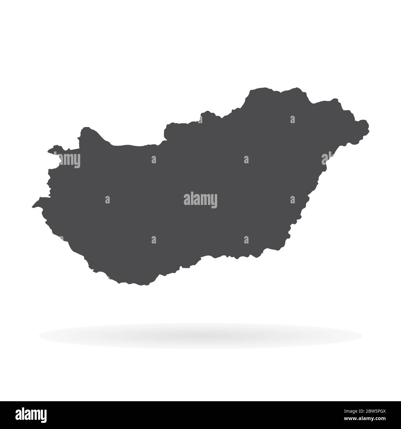 Vector map Hungary. Isolated vector Illustration. Black on White ...
