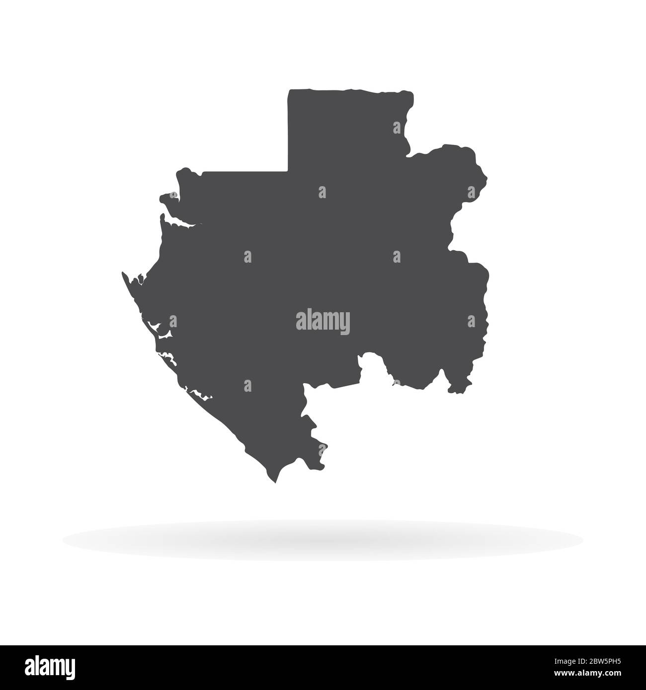 Vector map Gabon. Isolated vector Illustration. Black on White ...