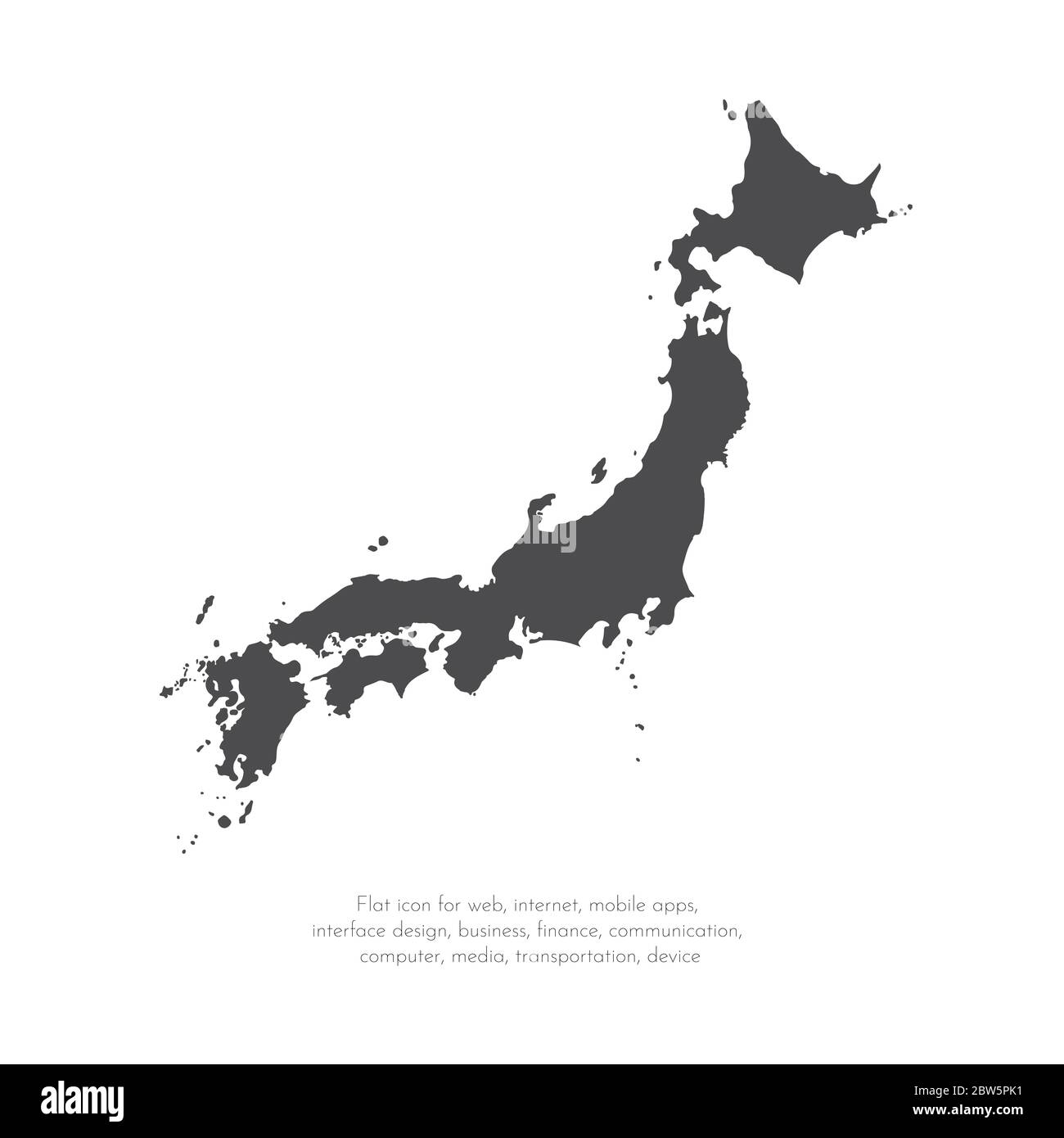 Vector map Japan. Isolated vector Illustration. Black on White ...