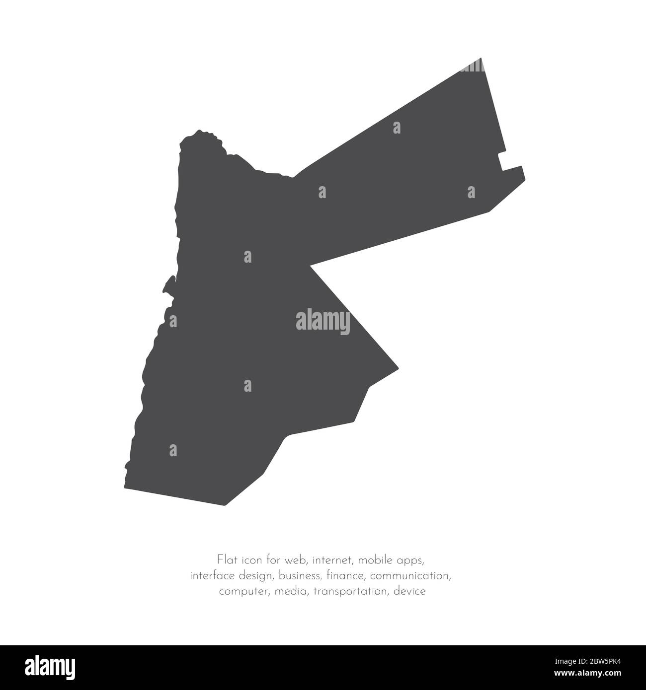 Vector map Jordan. Isolated vector Illustration. Black on White background. EPS 10 Illustration ...