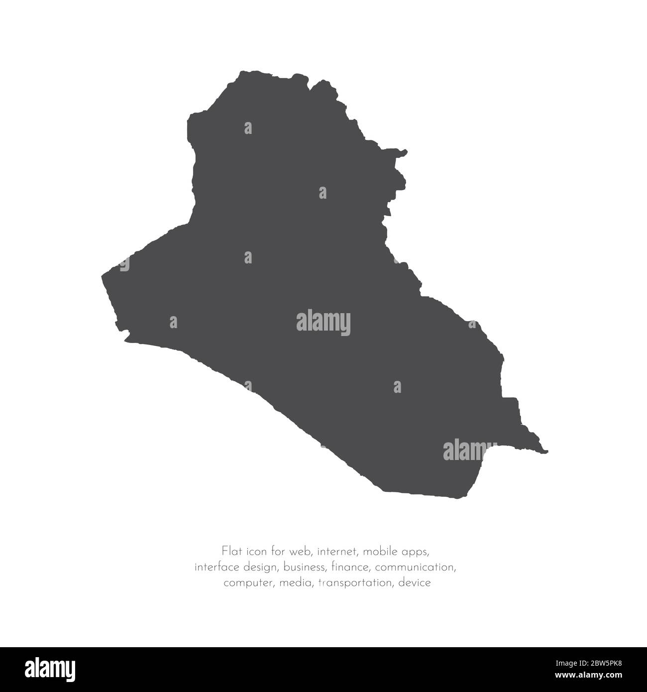 Vector map Iraq. Isolated vector Illustration. Black on White ...