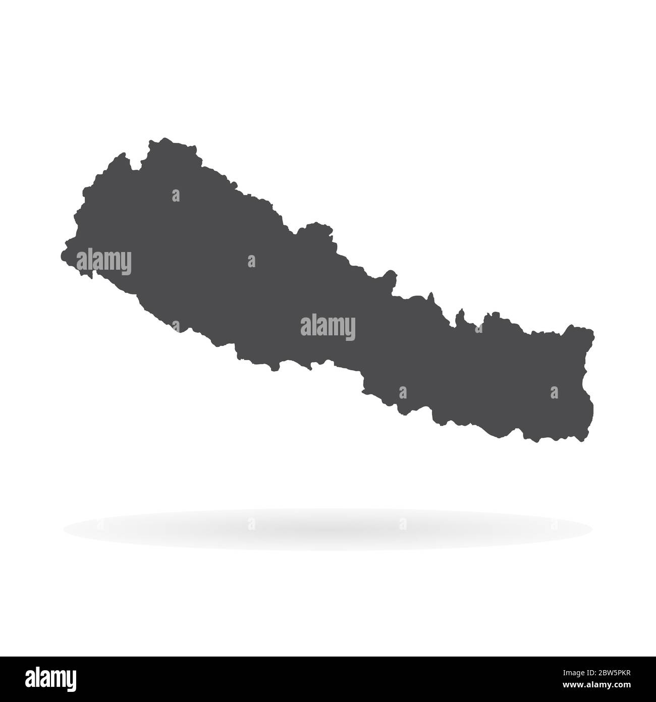 Vector map Nepal. Isolated vector Illustration. Black on White ...