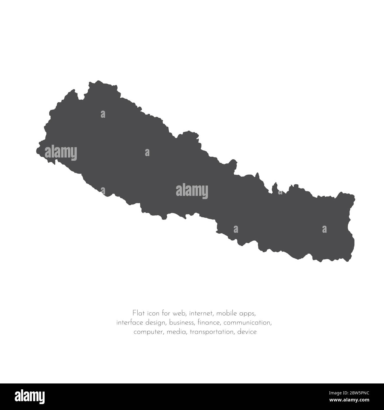 Vector map Nepal. Isolated vector Illustration. Black on White ...