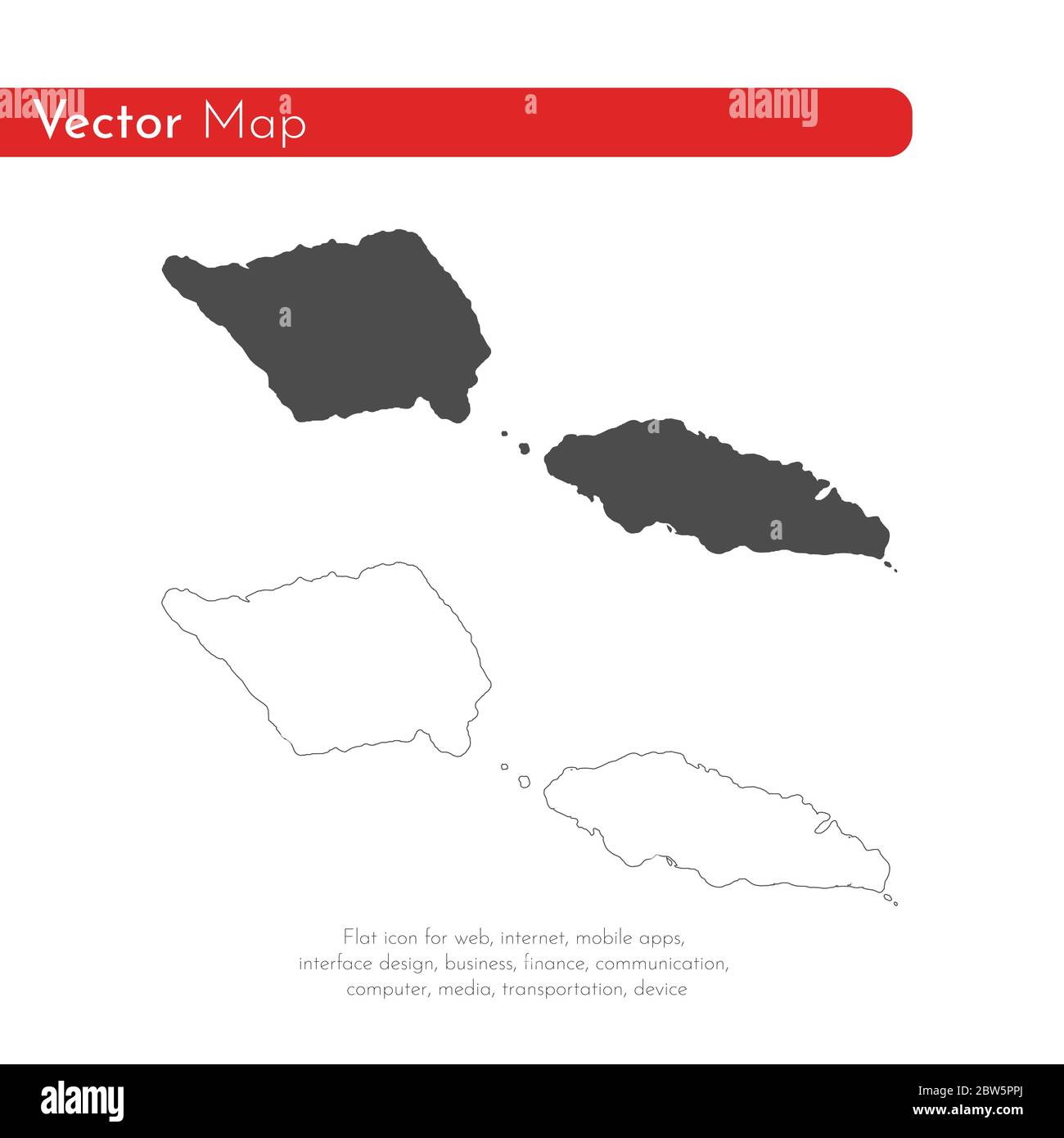 Vector map Samoa. Isolated vector Illustration. Black on White ...