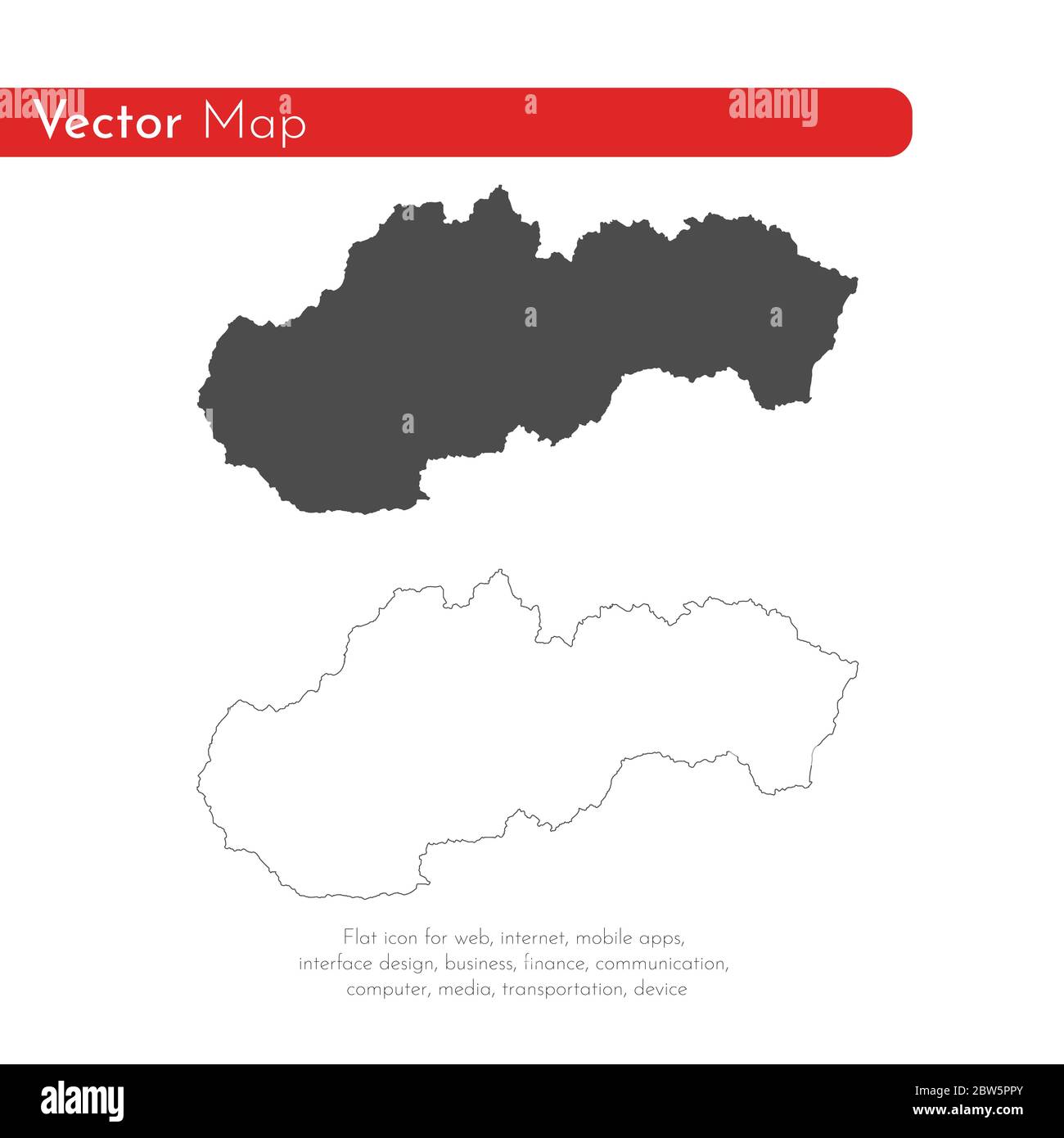 Vector map Slovakia. Isolated vector Illustration. Black on White ...