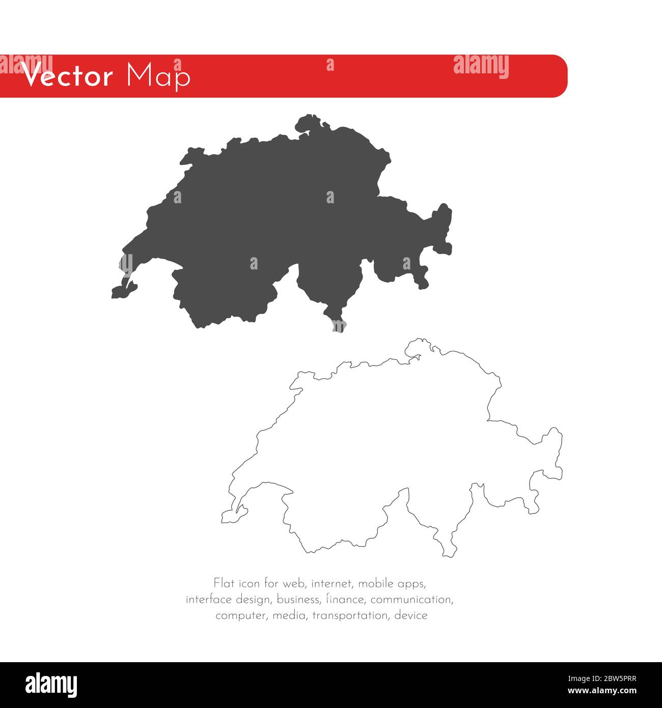 Vector map Switzerland. Isolated vector Illustration. Black on White ...