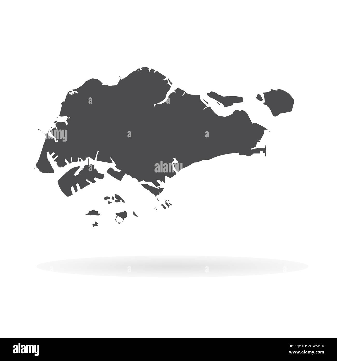 Vector map Singapore. Isolated vector Illustration. Black on White ...