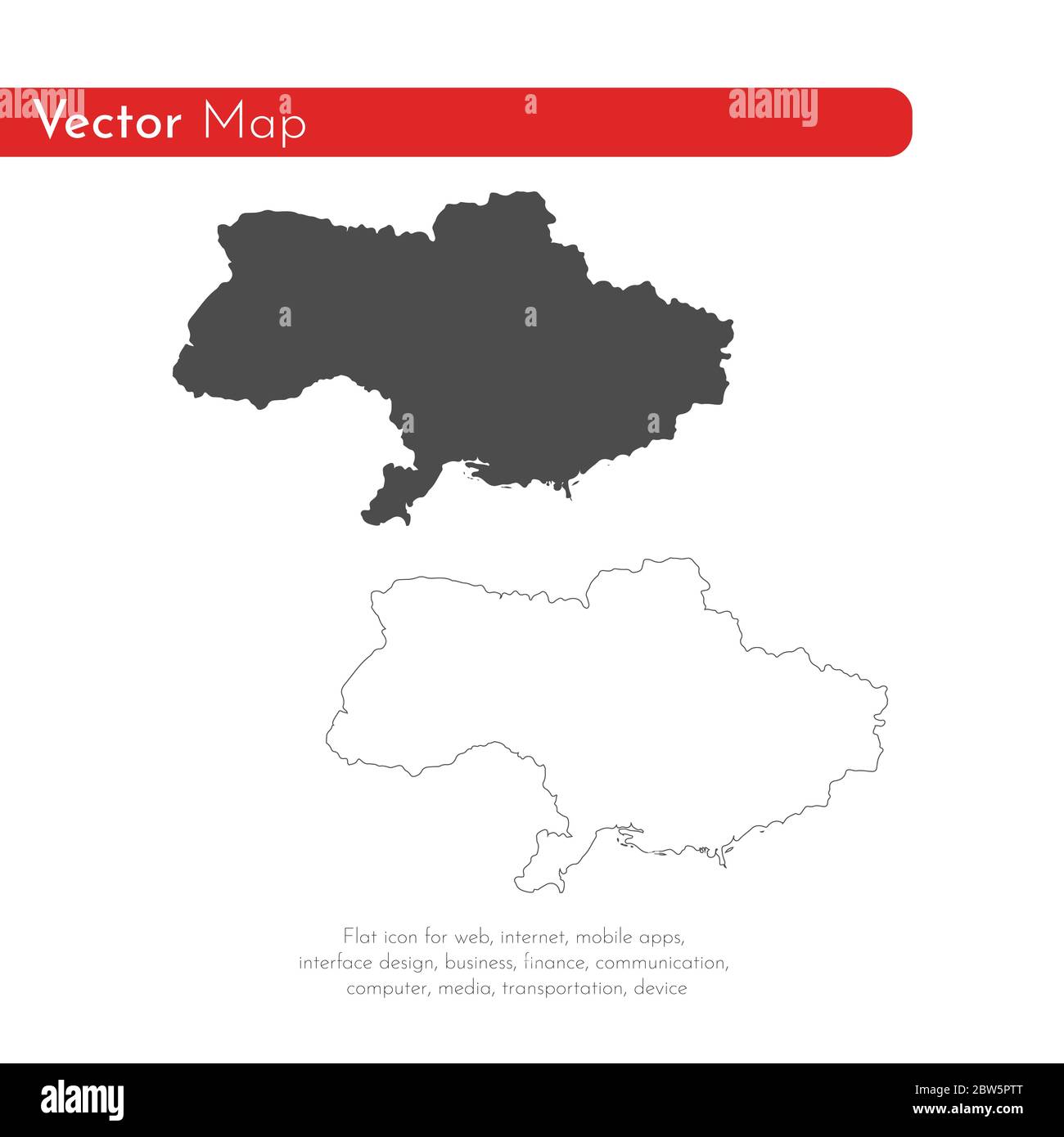 Vector map Ukraine. Isolated vector Illustration. Black on White ...