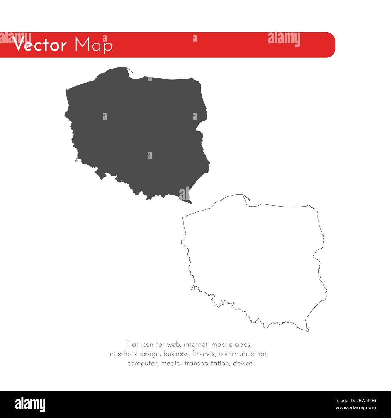 Vector map Poland. Isolated vector Illustration. Black on White ...