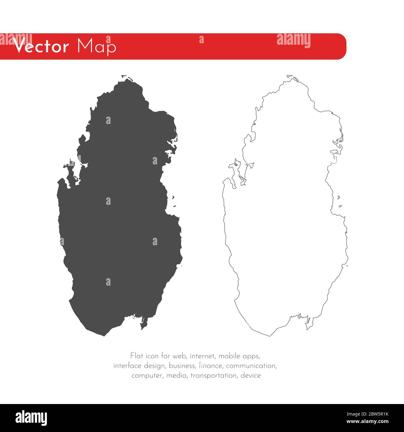 Vector map Qatar. Isolated vector Illustration. Black on White ...