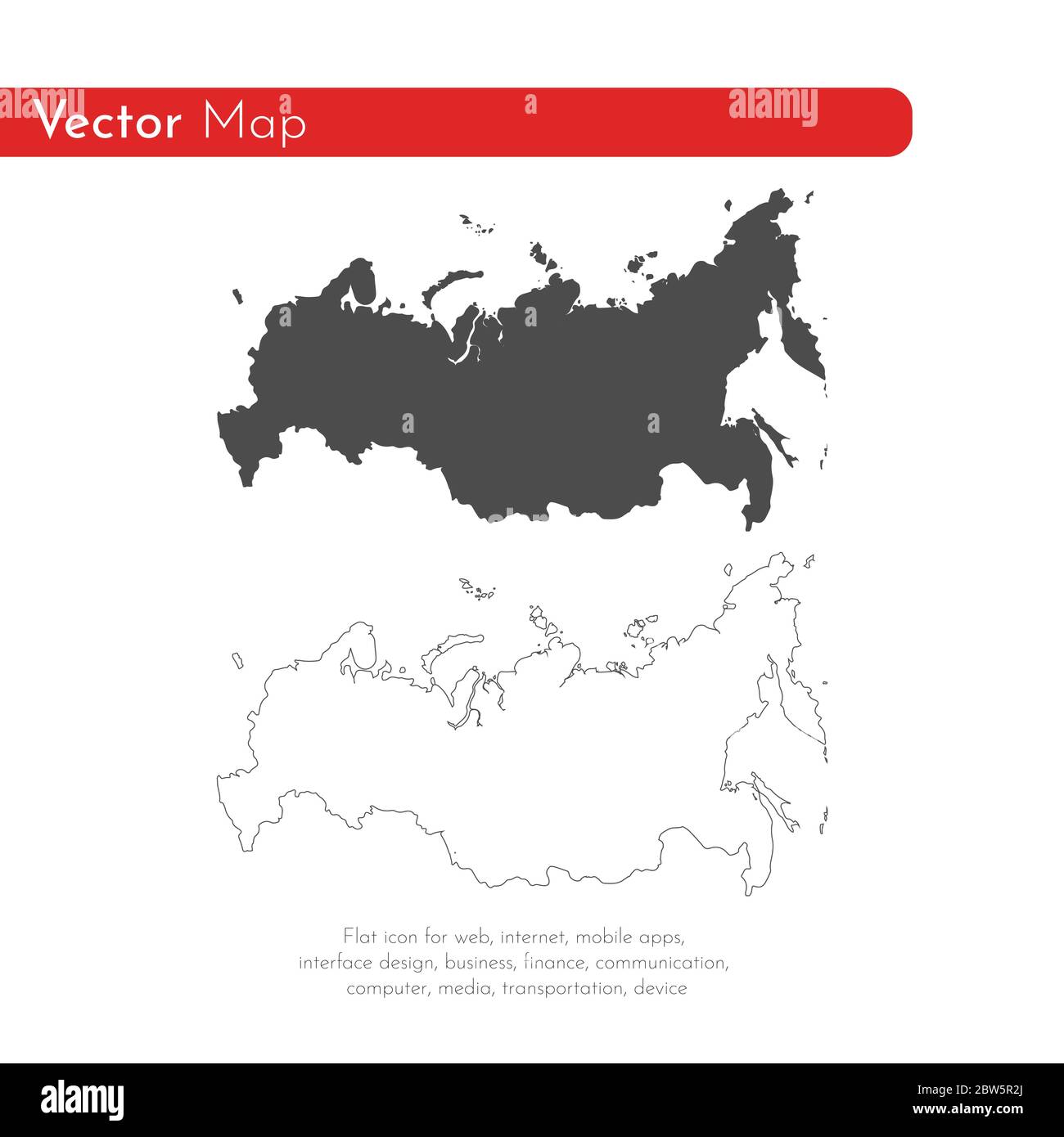 Vector map Russia. Isolated vector Illustration. Black on White ...