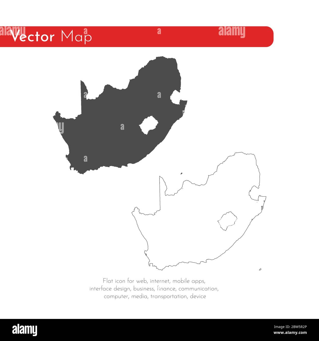 Vector map South Africa. Isolated vector Illustration. Black on White ...
