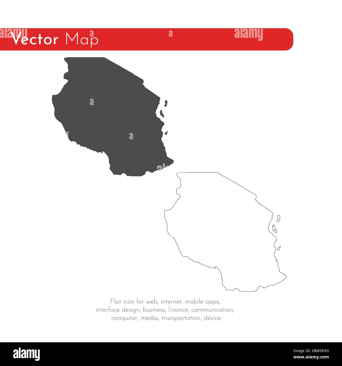 Vector Map Tanzania Isolated Vector Illustration Black On White