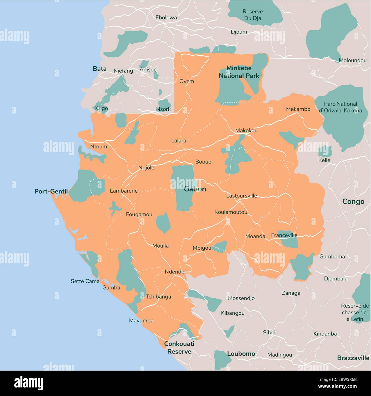Gabon map vector Stock Vector Images - Alamy