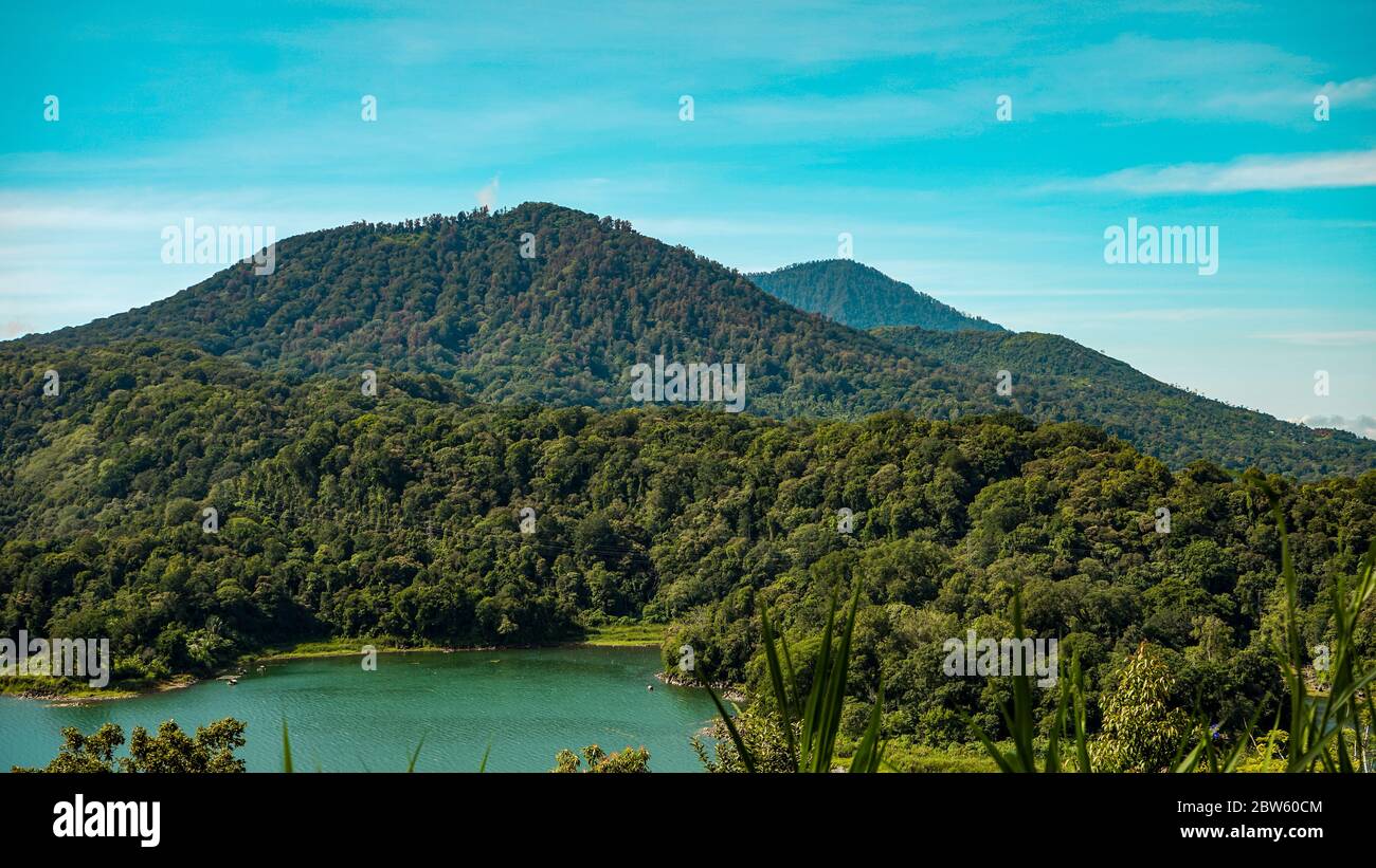 Beautiful views of the lake from the top of a cliff in the tropical ...