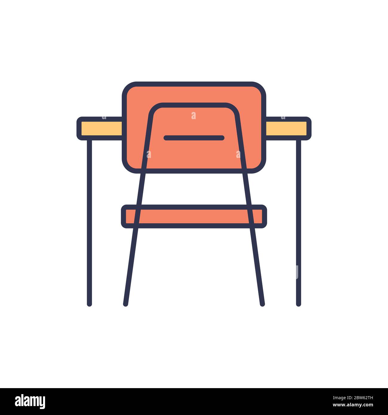 School desk and a chair vector icon symbol isolated on white background ...