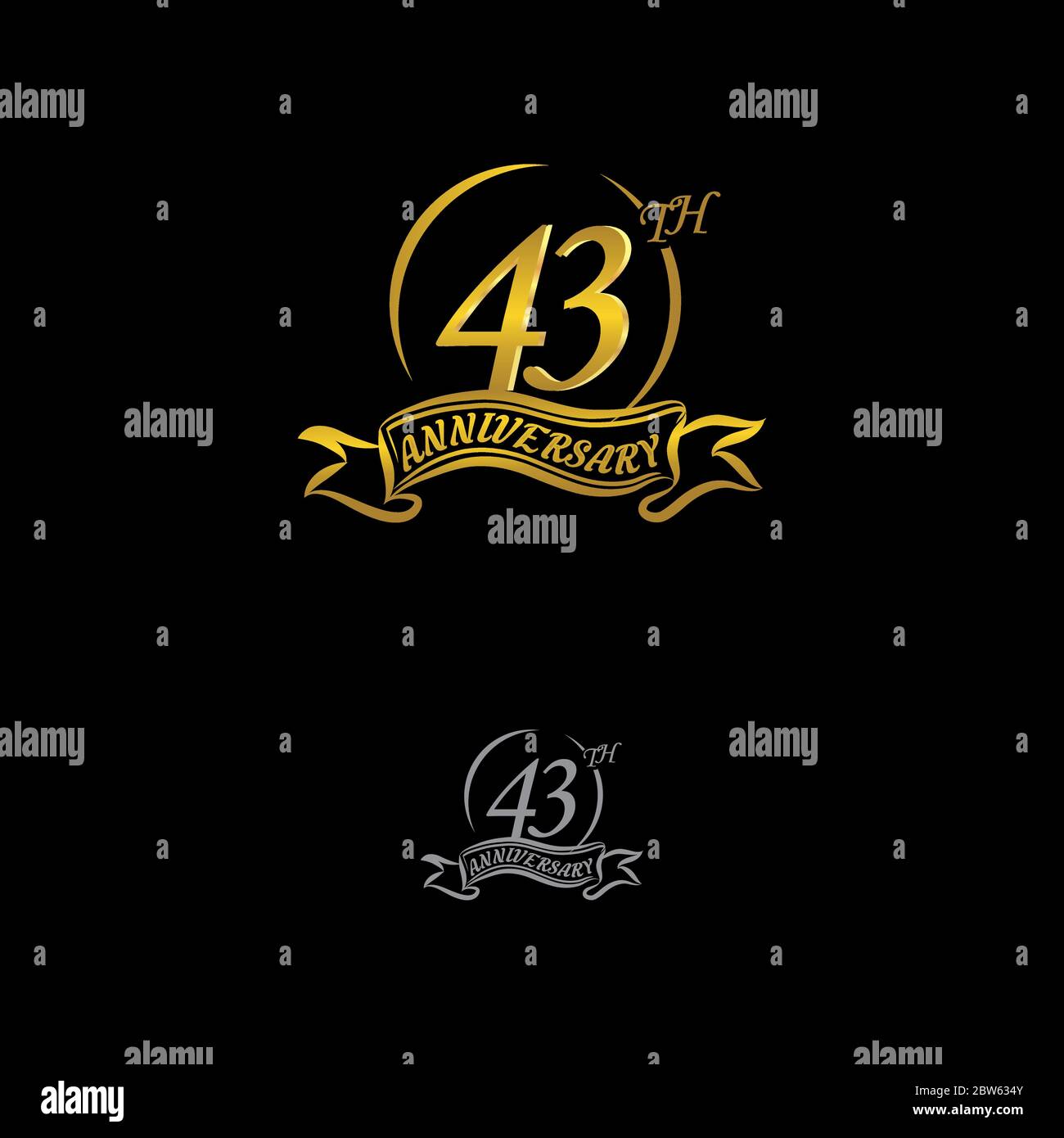 Celebrating the 43th anniversary logo, with gold rings and gradation ...