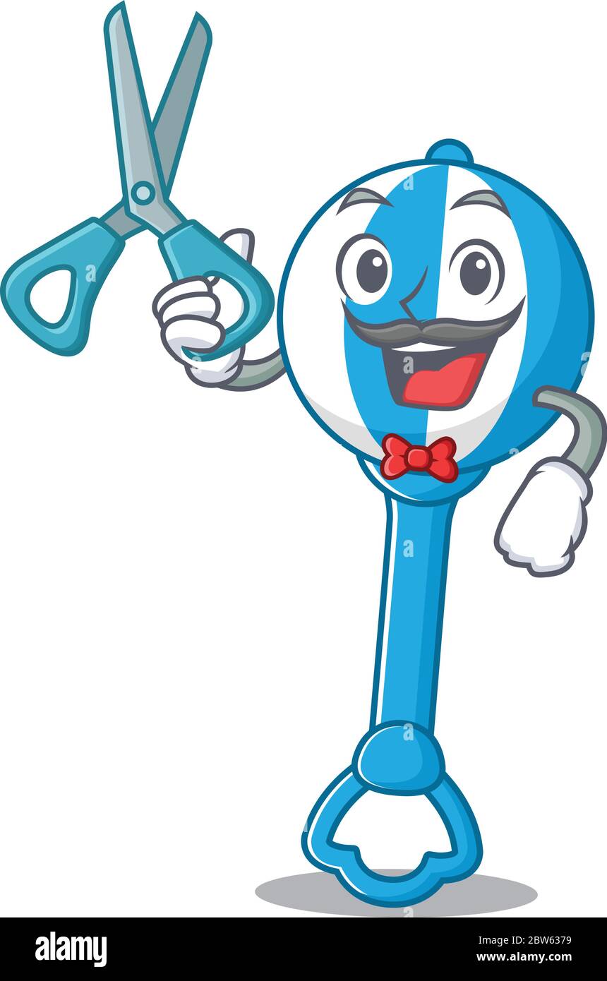 Rattle toy cartoon character design as talented barber Stock Vector ...