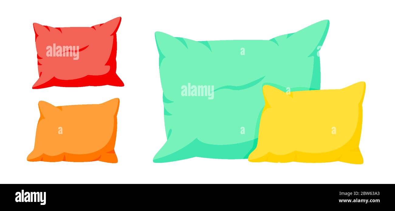 Colored composition of two pillows flat cartoon set. Home interior ...