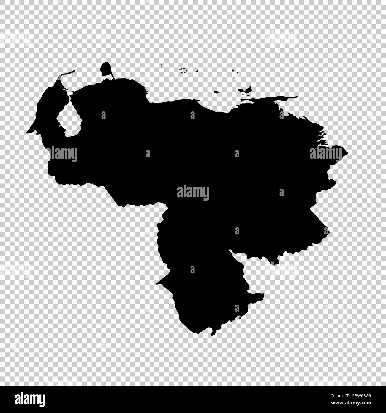 Vector map Venezuela. Isolated vector Illustration. Black on White ...