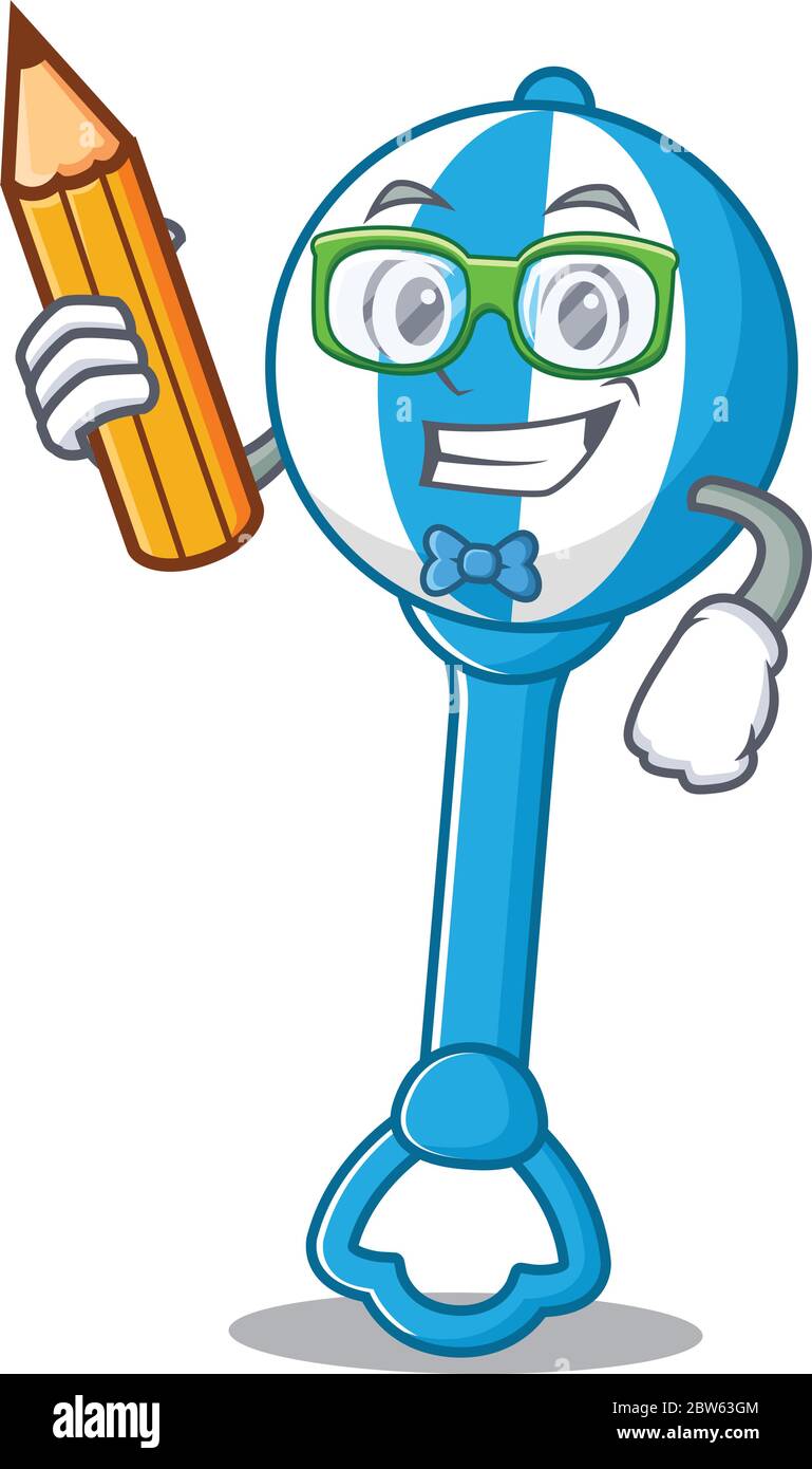 A clever student rattle toy cartoon character study at home Stock ...