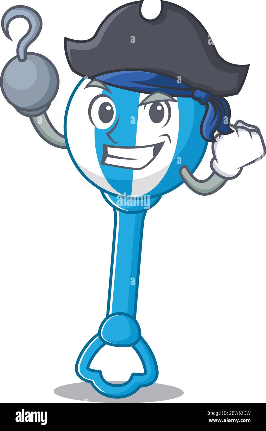 Rattle toy cartoon design in a Pirate character with one hook hand ...