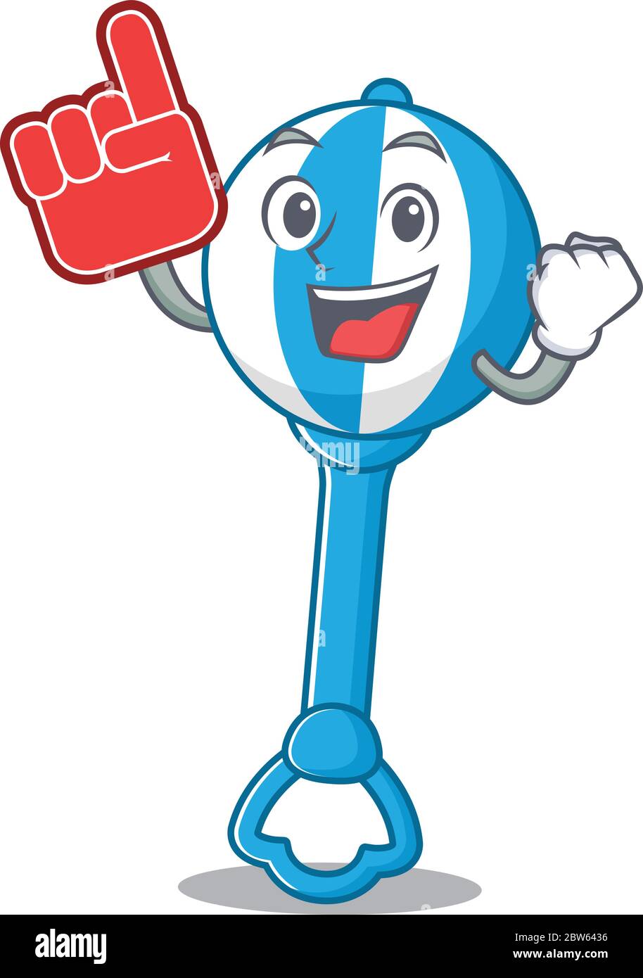 Rattle toy in cartoon drawing character design with Foam finger Stock ...