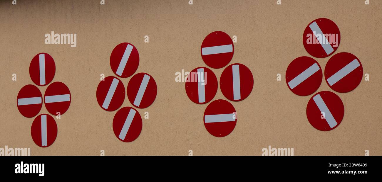 One way signs art in Lugano, Switzerland Stock Photo - Alamy
