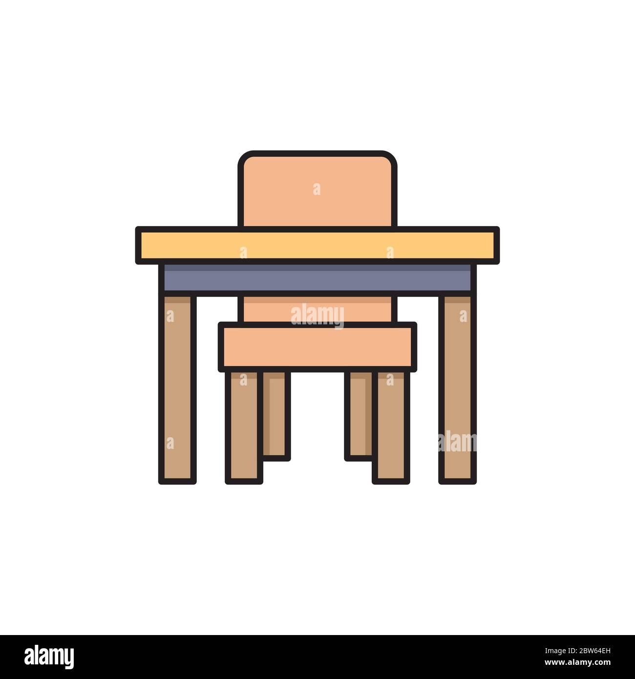 School desk and a chair vector icon symbol isolated on white background ...