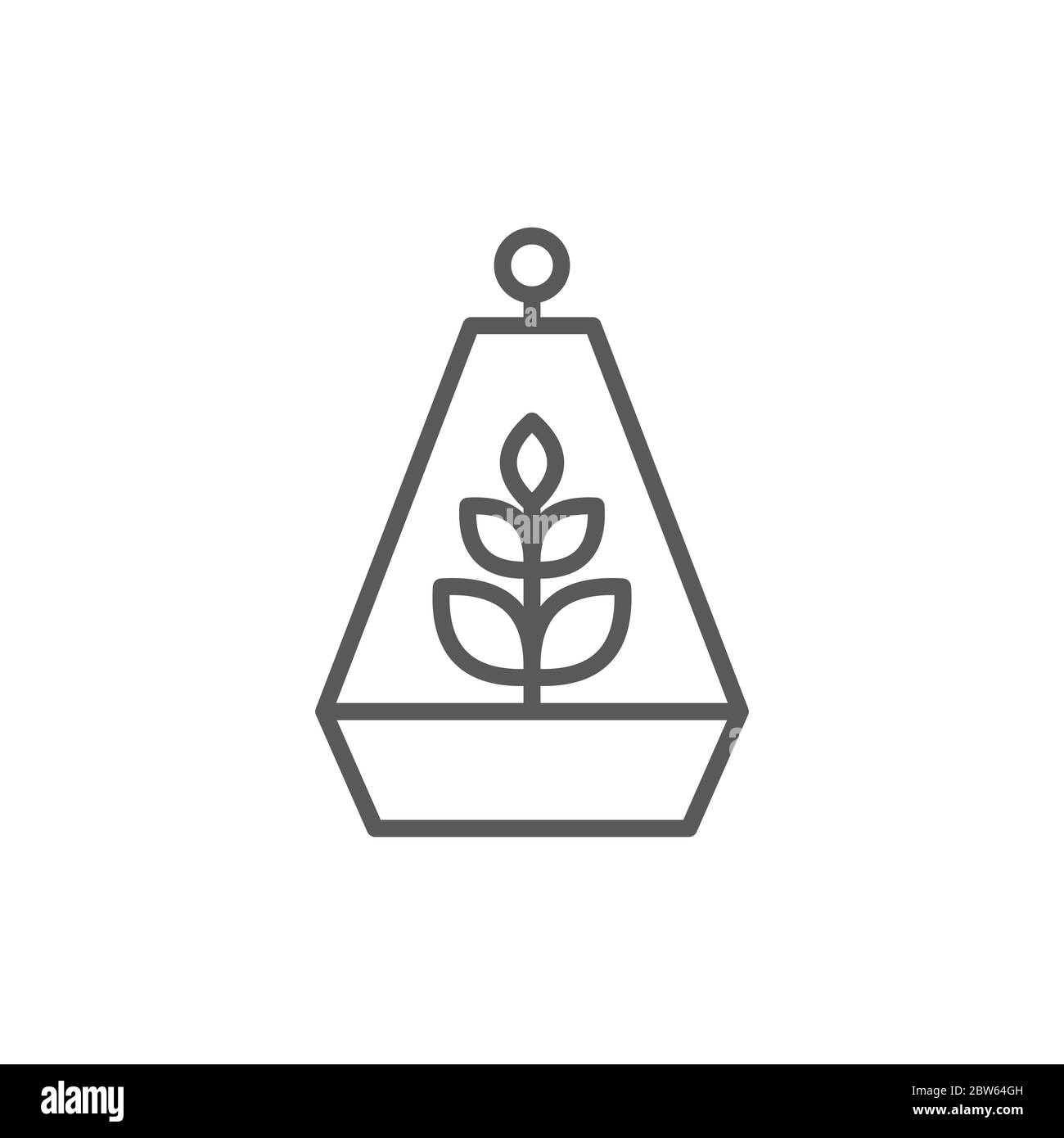 Round terrarium with plant flower vector icon symbol isolated on white ...