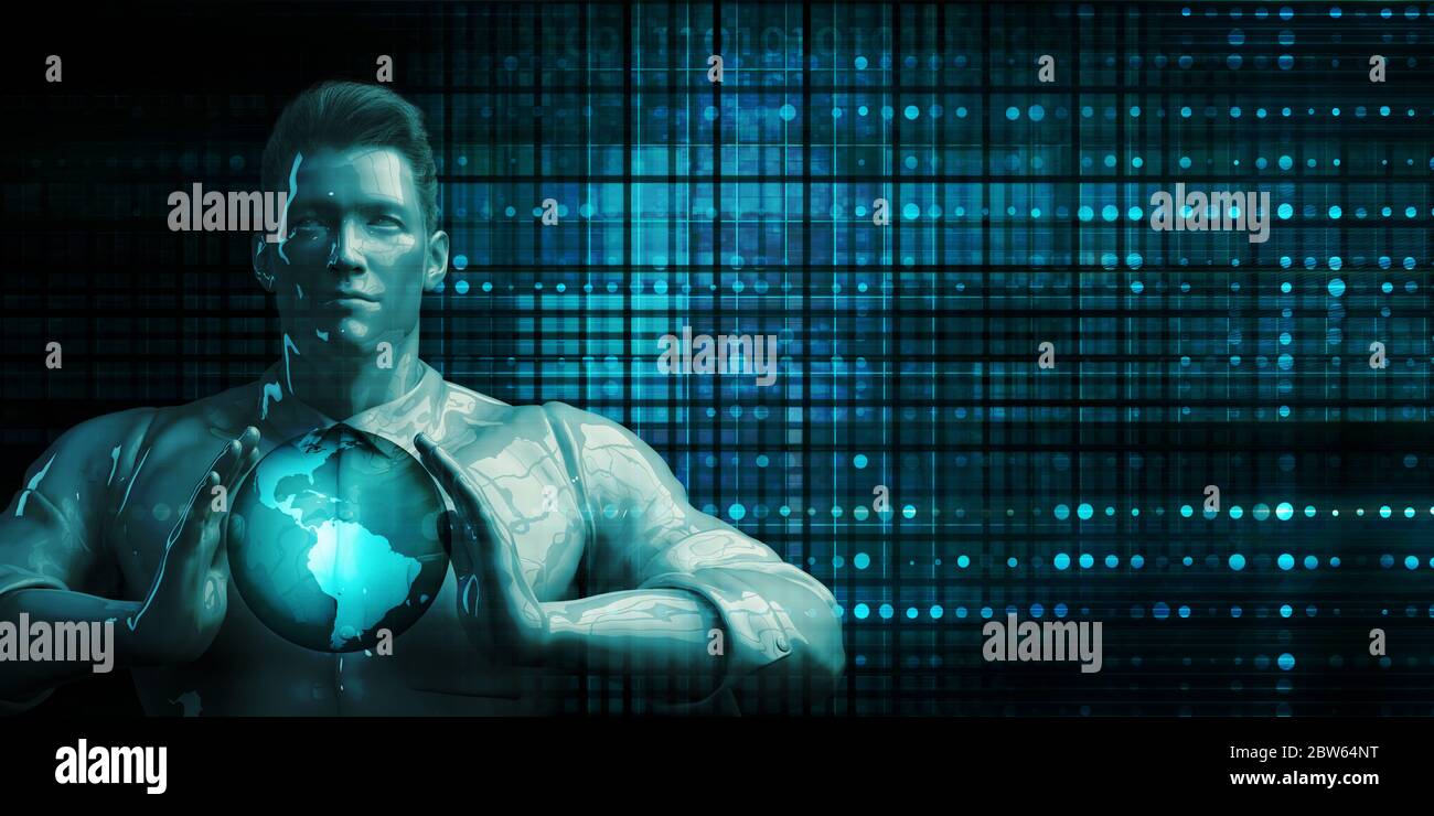 Business Man Holding Globe Future Technology Theme Concept Stock Photo ...