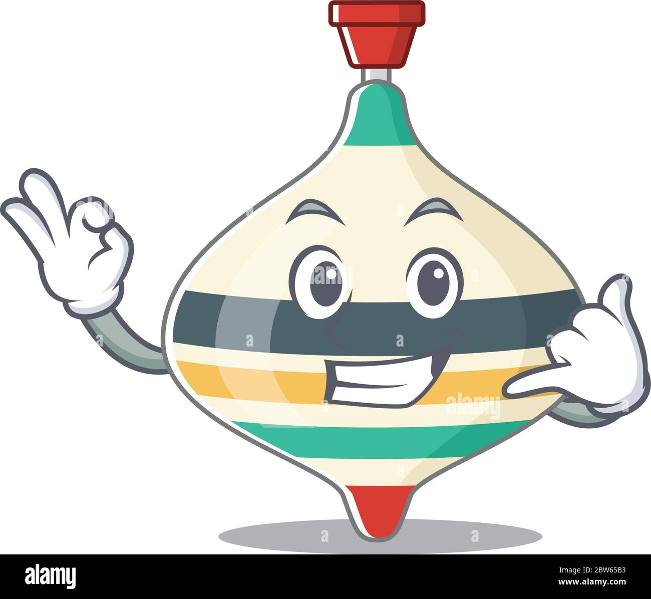 Caricature design of top toy showing call me funny gesture Stock Vector ...
