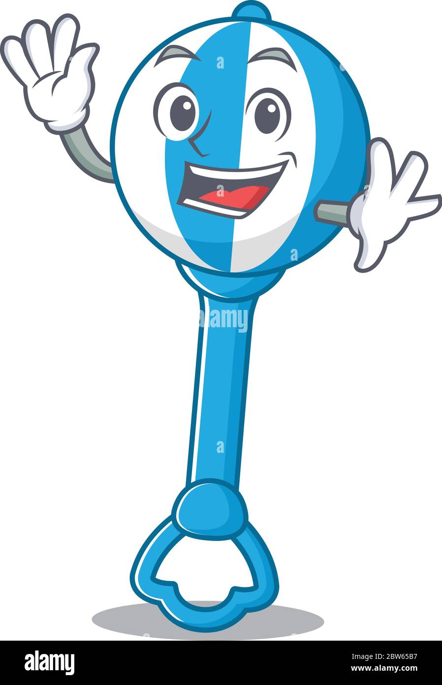 A charming rattle toy mascot design style smiling and waving hand Stock ...