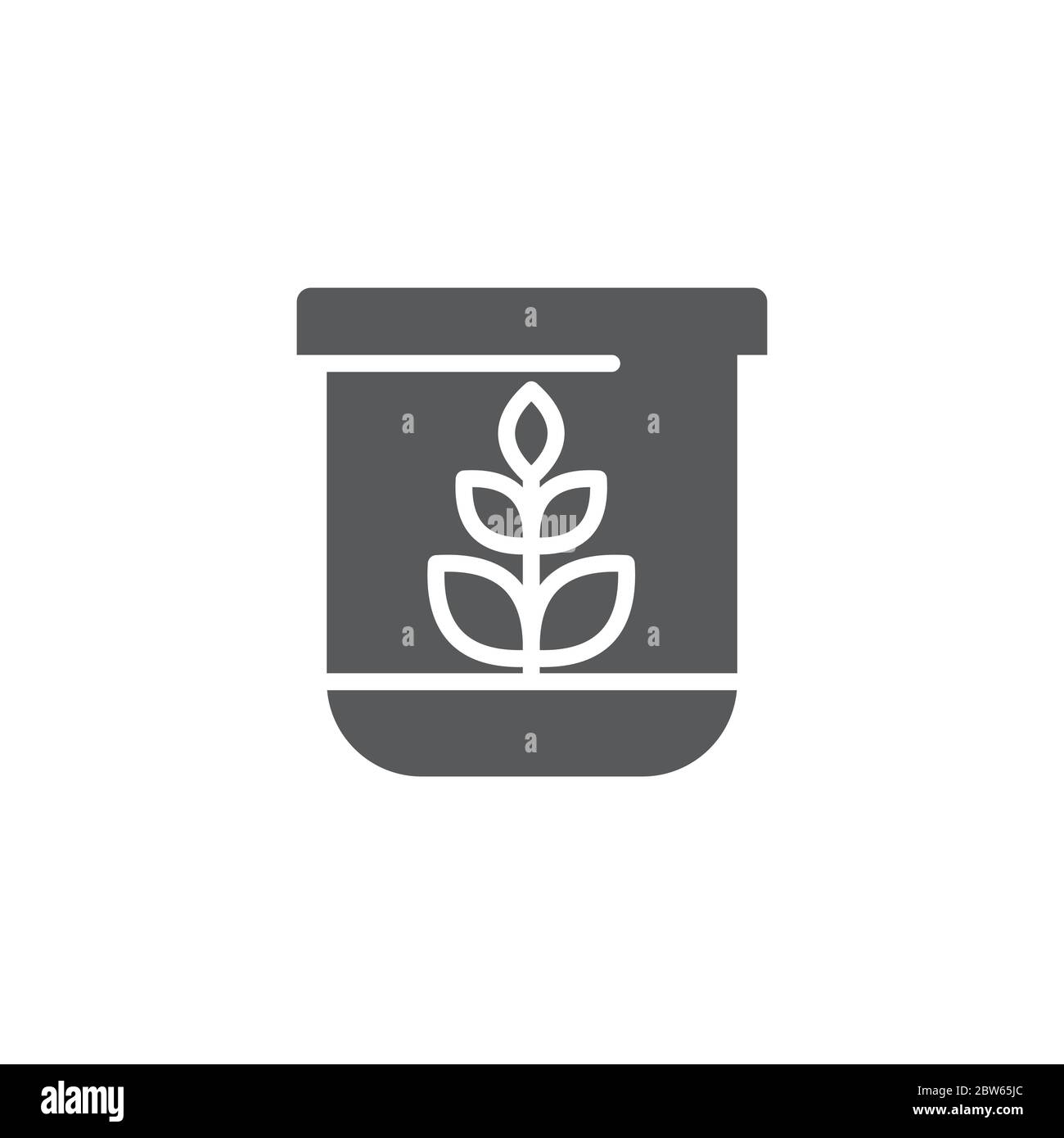 Round terrarium with plant flower vector icon symbol isolated on white ...