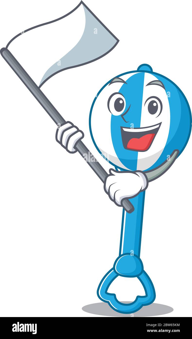 A heroic rattle toy mascot character design with white flag Stock ...
