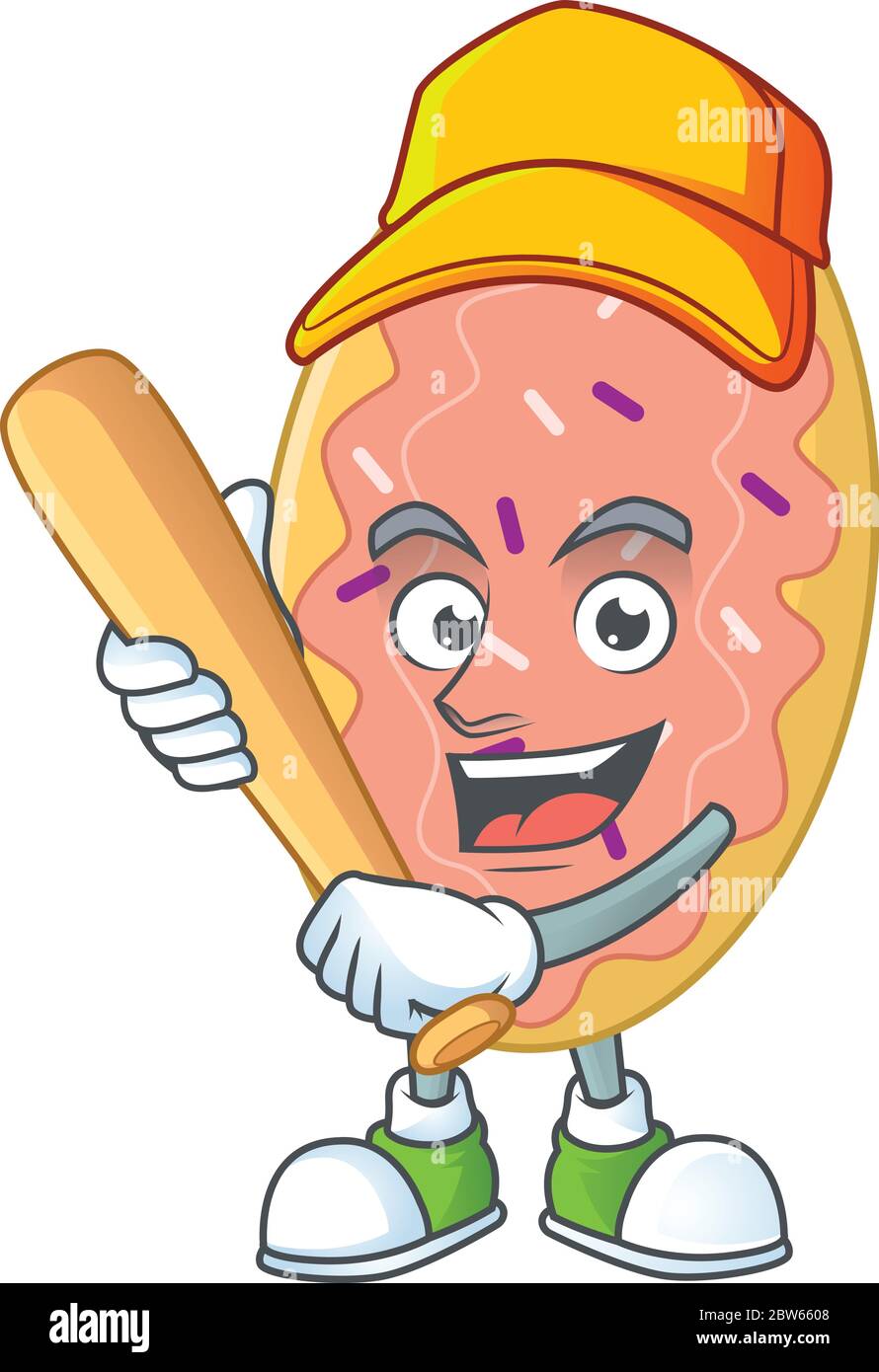 cartoon design concept of bread playing baseball with stick Stock ...