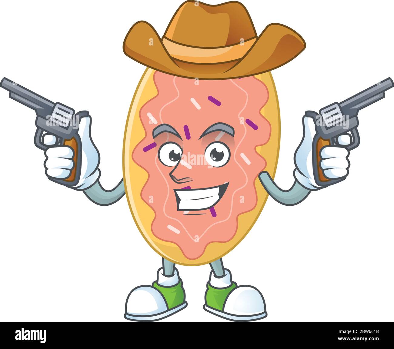 A masculine cowboy cartoon drawing of bread holding guns Stock Vector ...