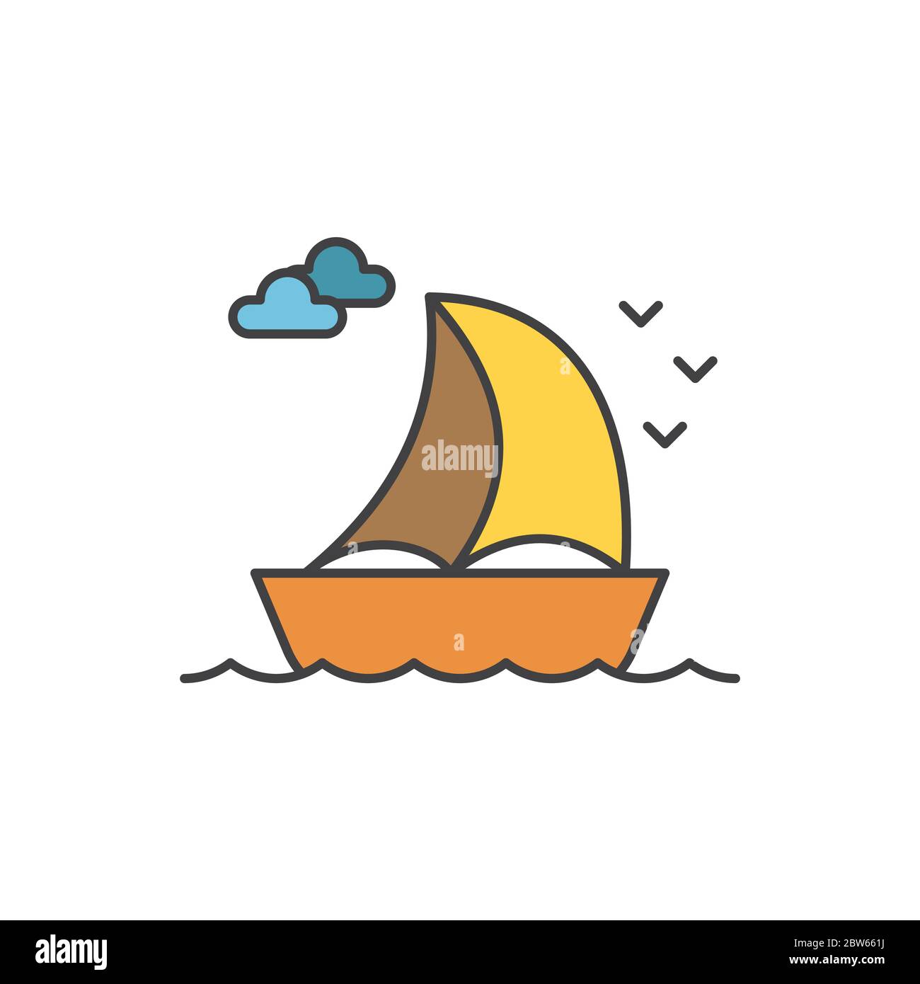 Sailing ship vector icon symbol isolated on white background Stock ...