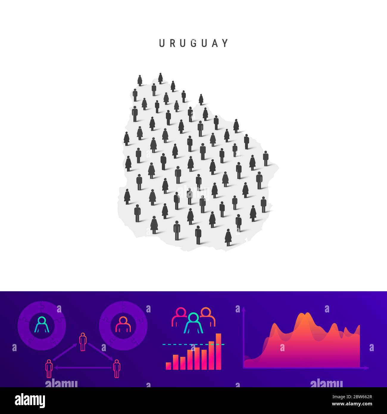 Uruguayan people icon map. Detailed vector silhouette. Mixed crowd of ...
