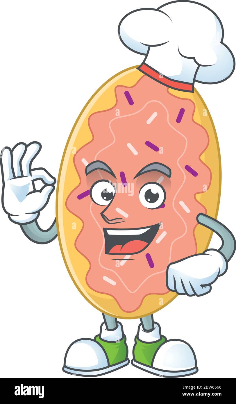 Bread chef cartoon drawing concept proudly wearing white hat Stock ...