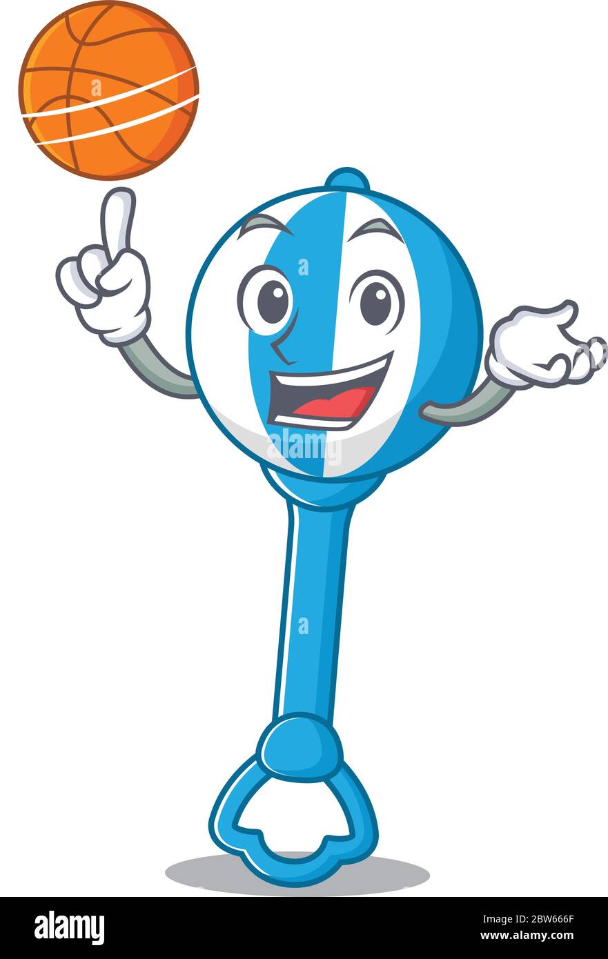 Sporty cartoon mascot design of rattle toy with basketball Stock Vector ...