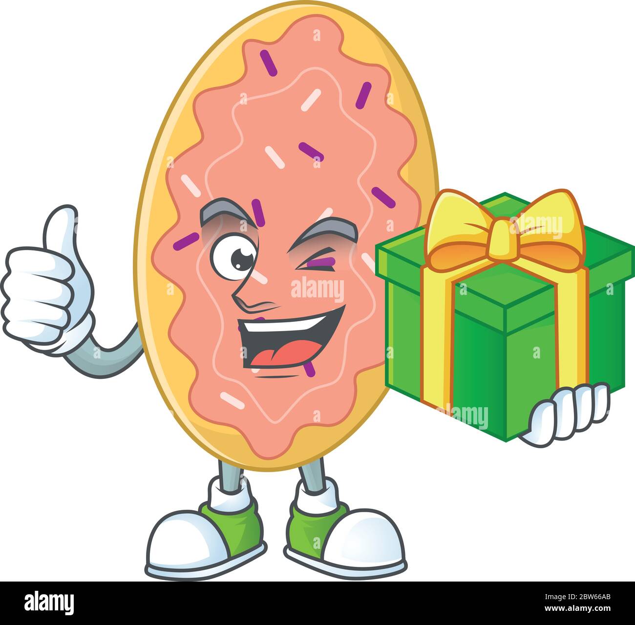 Happy smiley bread cartoon mascot design with a gift box Stock Vector ...