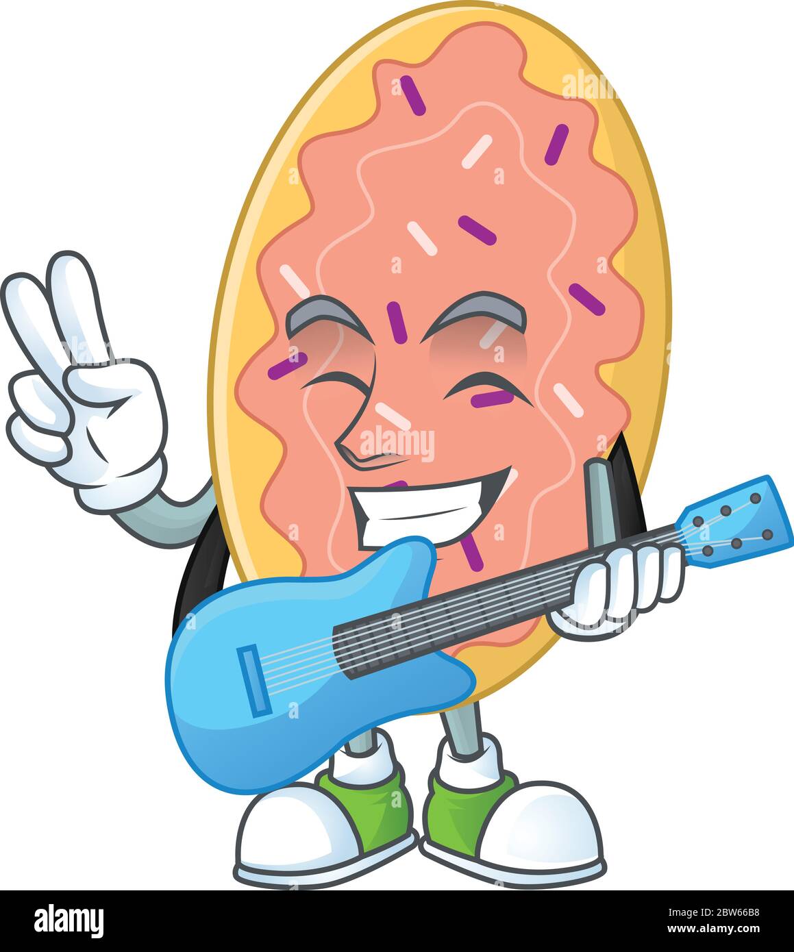 Bread cartoon character style plays music with a guitar Stock Vector ...