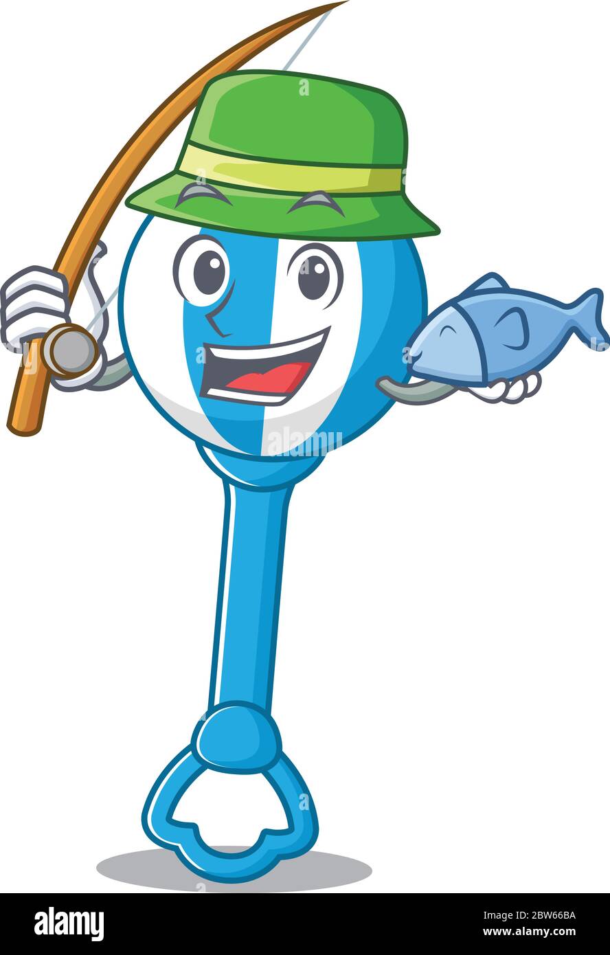 Cartoon design style of rattle toy goes to fishing Stock Vector Image ...