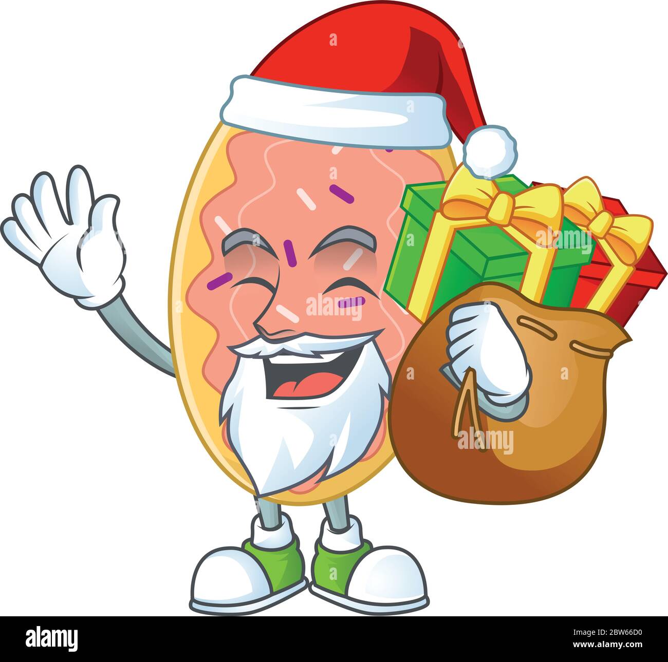 Santa bread Cartoon drawing design with sacks of gifts Stock Vector ...