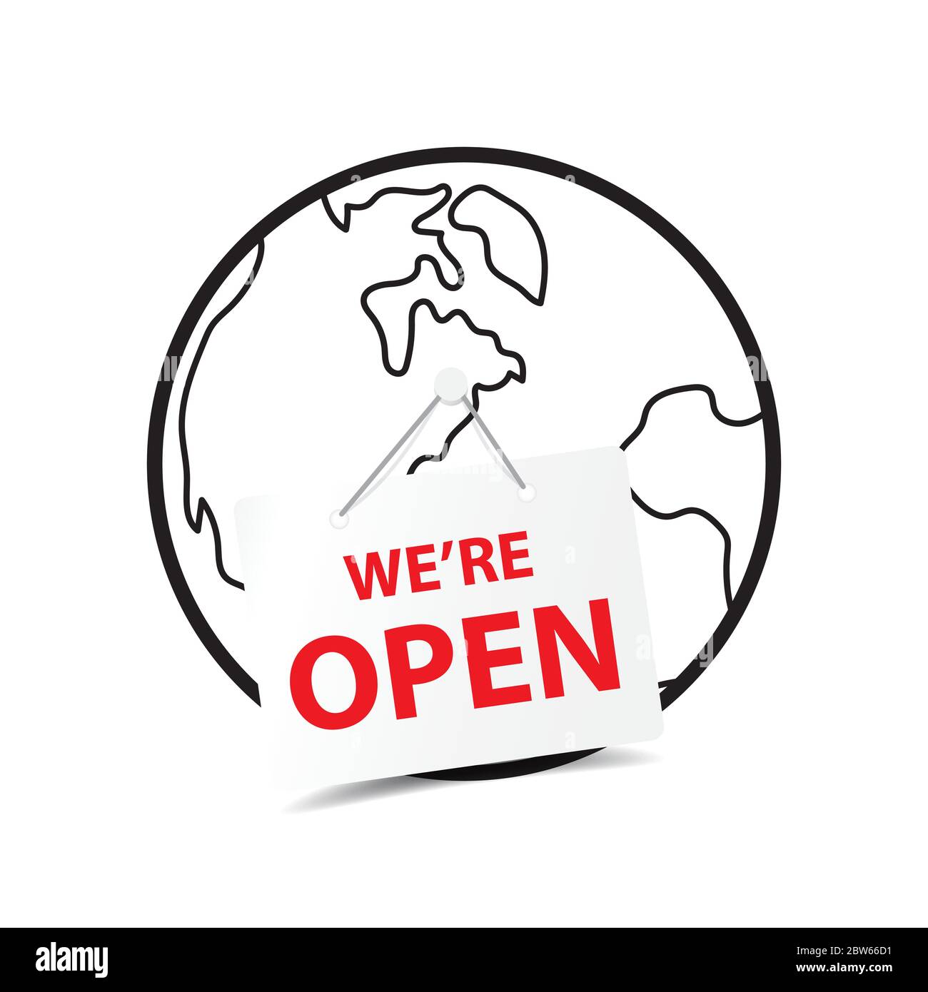 We are open tag sign on globe for reopening after covid-19 coronavirus ...